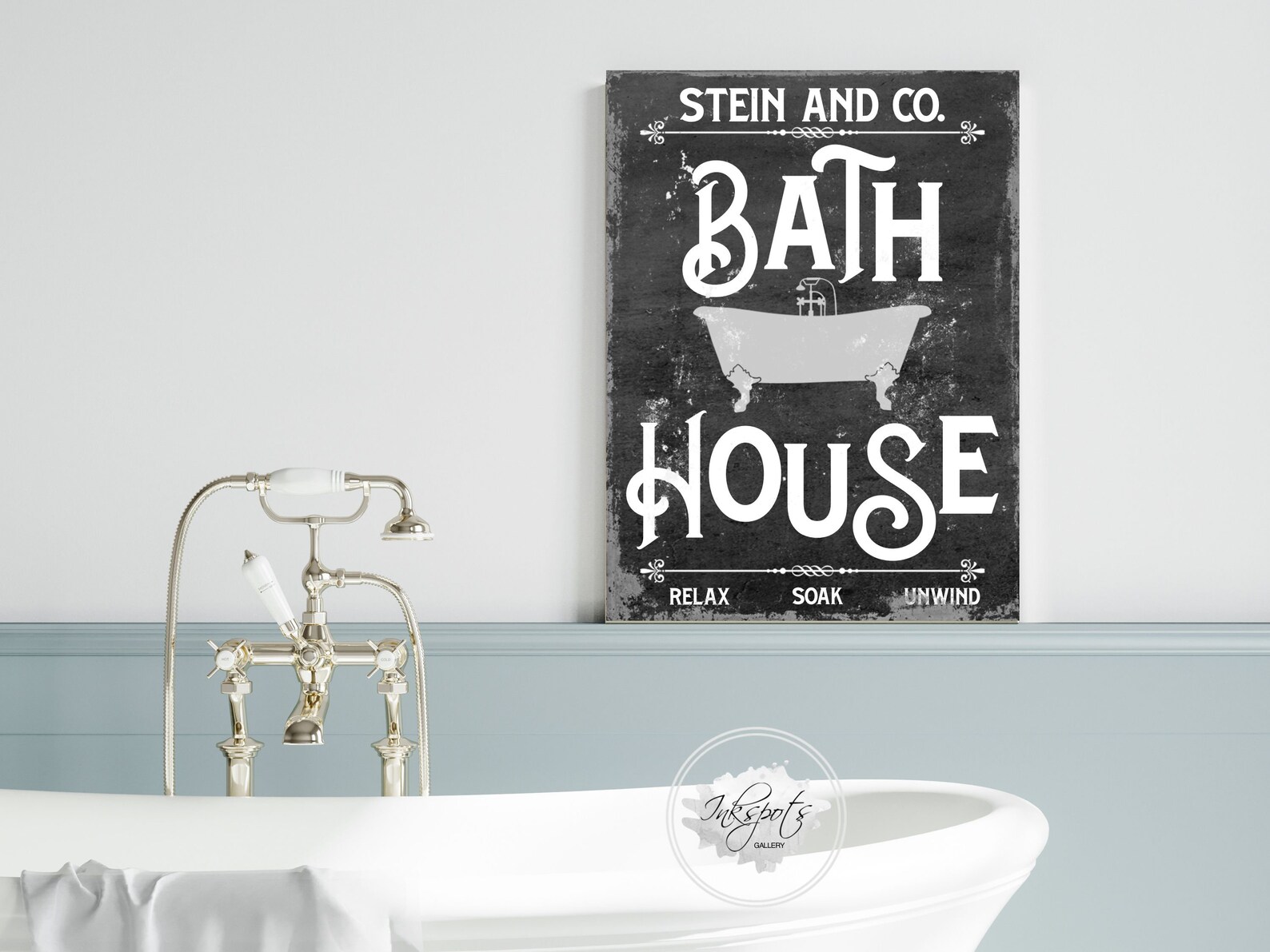 Modern Farmhouse Bath House Sign Personalized Bathroom Art - Etsy