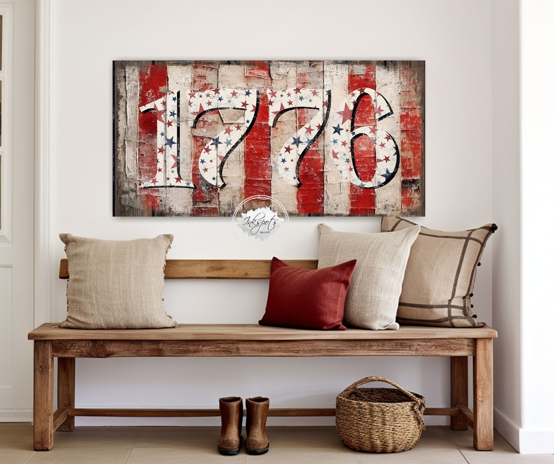 4th of July Sign, Vintage July Fourth Decor, 1776 Rustic Porch Sign ...