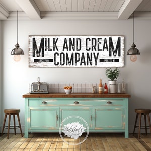 Rustic Farm Sign, Milk & Cream Co. Modern Farmhouse Wall Decor ...
