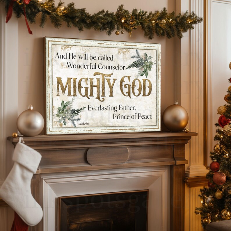Names of Jesus Christian Christmas Scripture Sign, Isaiah 9:6 Bible ...