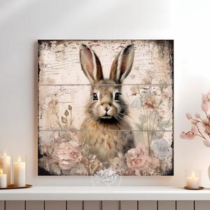 Bunny Rabbit Easter Decoration Vintage Style Bunny Sign Rustic Rabbit ...