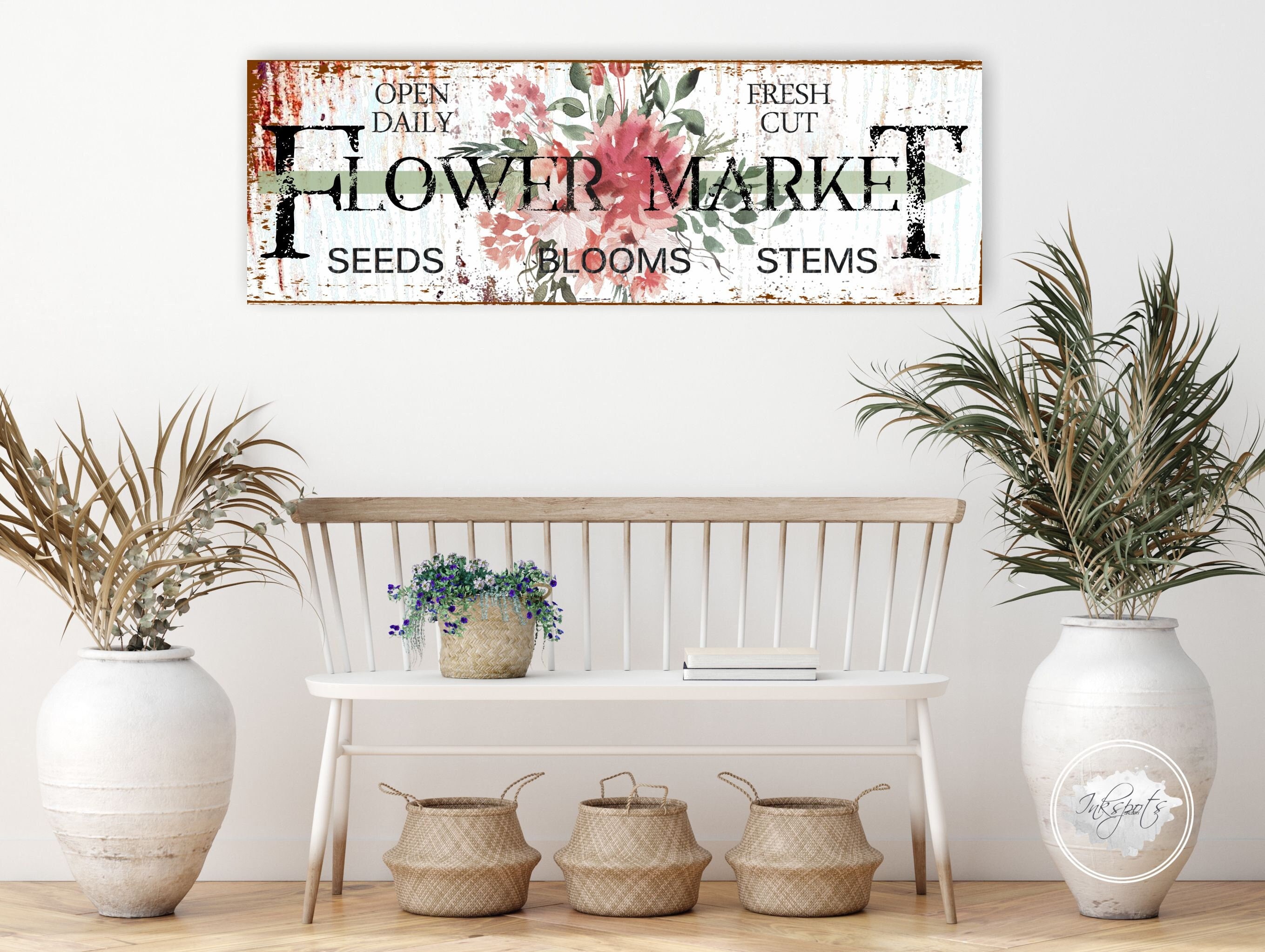 Flower Market Sign Fresh Market Sign Modern Farmhouse - Etsy