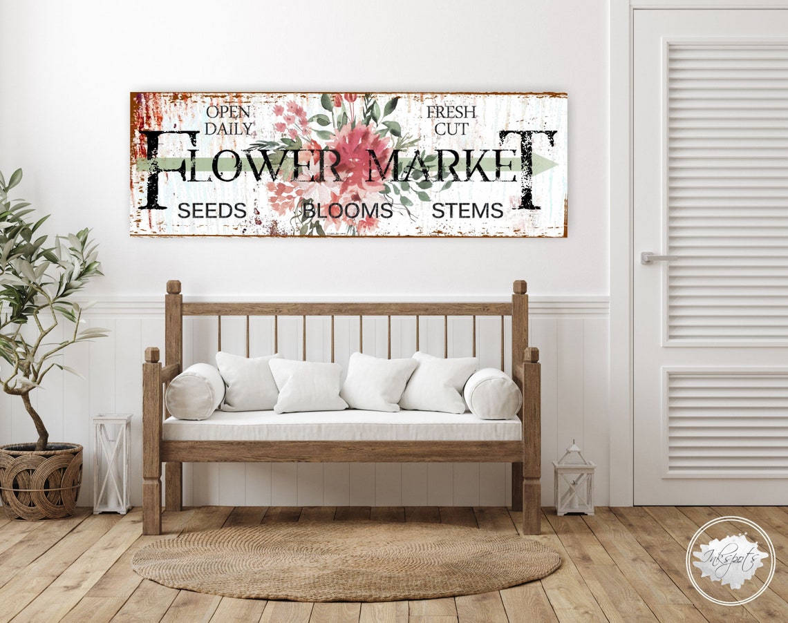 Flower Market Sign Fresh Market Sign Modern Farmhouse | Etsy