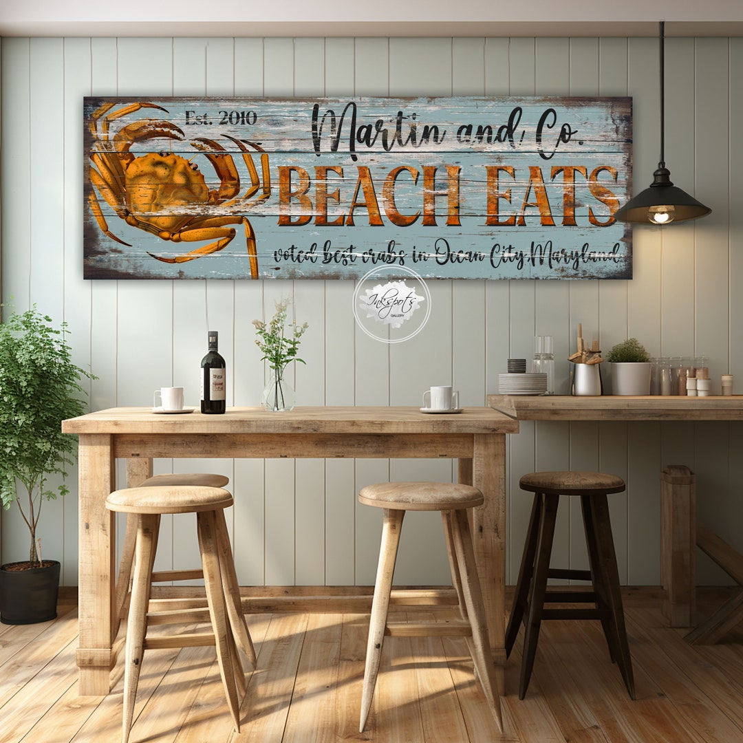 Beach House Crab Sign, Vintage Style Crab House Sign, Personalized ...
