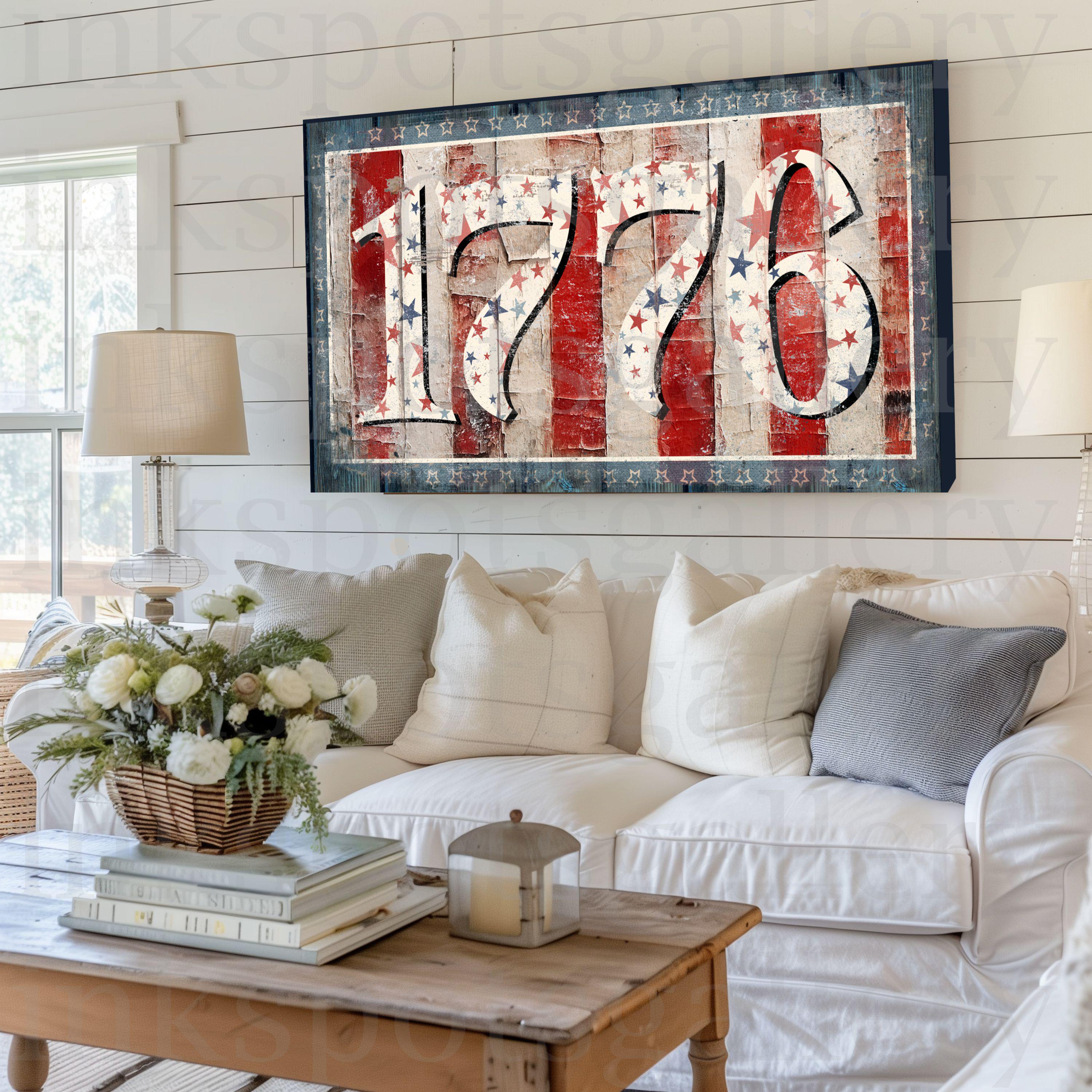 4th of July Sign Vintage July Fourth Decor, 1776 Rustic Porch Sign ...