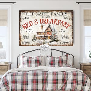 Farmhouse Christmas Bed & Breakfast Sign, Rustic Country Christmas Sign ...