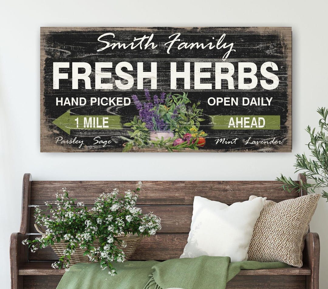 Farm to Market Fresh Herbs Sign Personalized Modern Farmhouse Kitchen ...