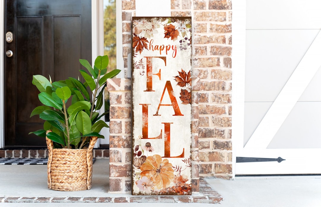 Fall Porch Decor, Front Porch Fall Welcome Sign, Vintage Autumn ...