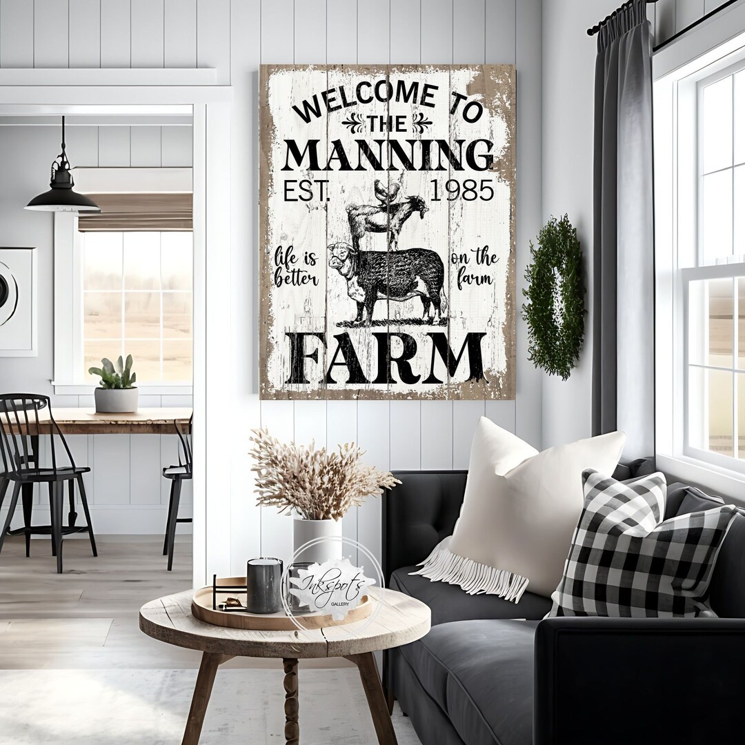 Custom Farm Sign, Personalized Modern Farmhouse Kitchen Sign Country ...