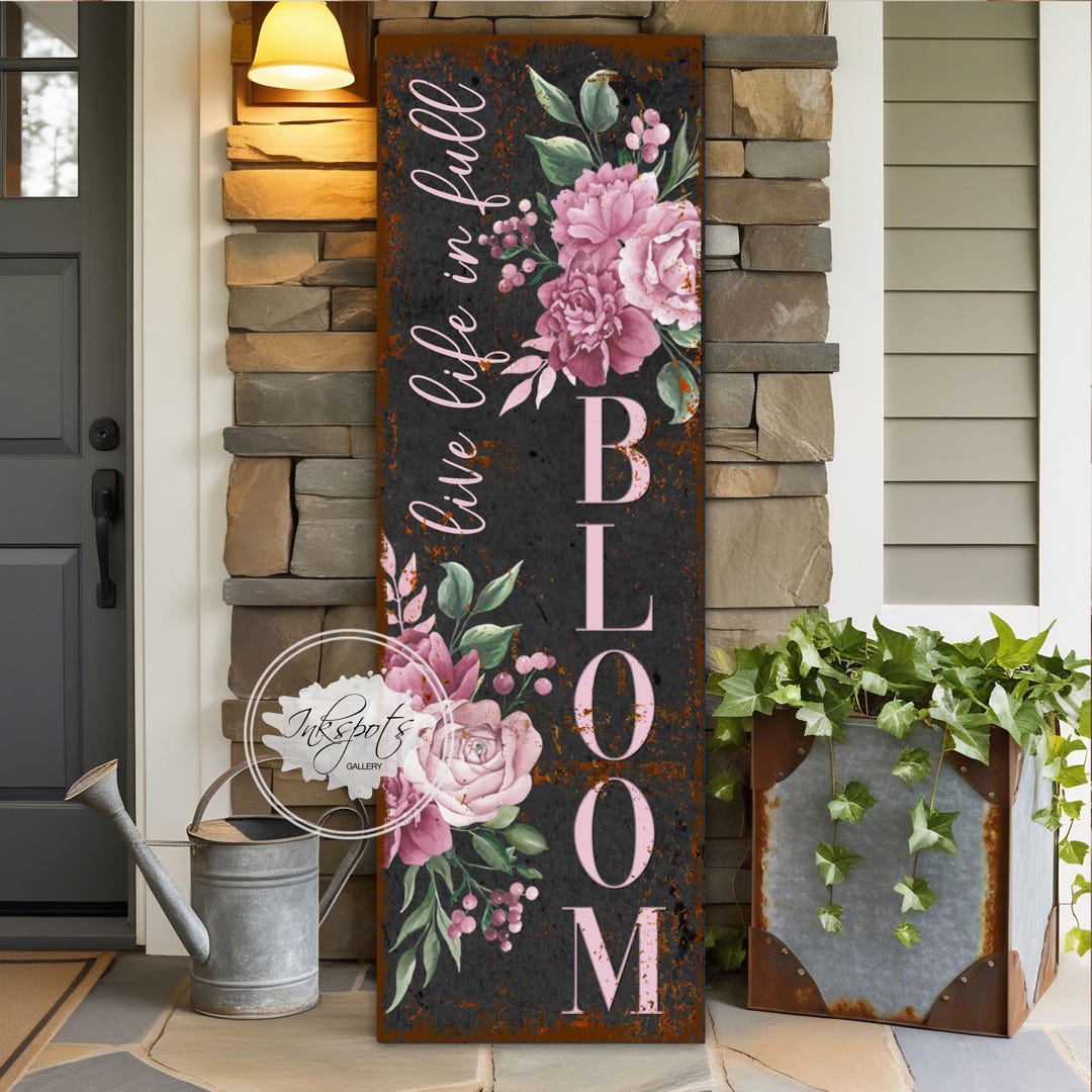Live Life in Full Bloom Spring Sign, Summer Wall Art for Front Porch ...
