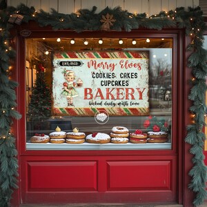 Retro Christmas Bakery Wall Art, Vintage Christmas Sign, Elf Sign Sweet ...
