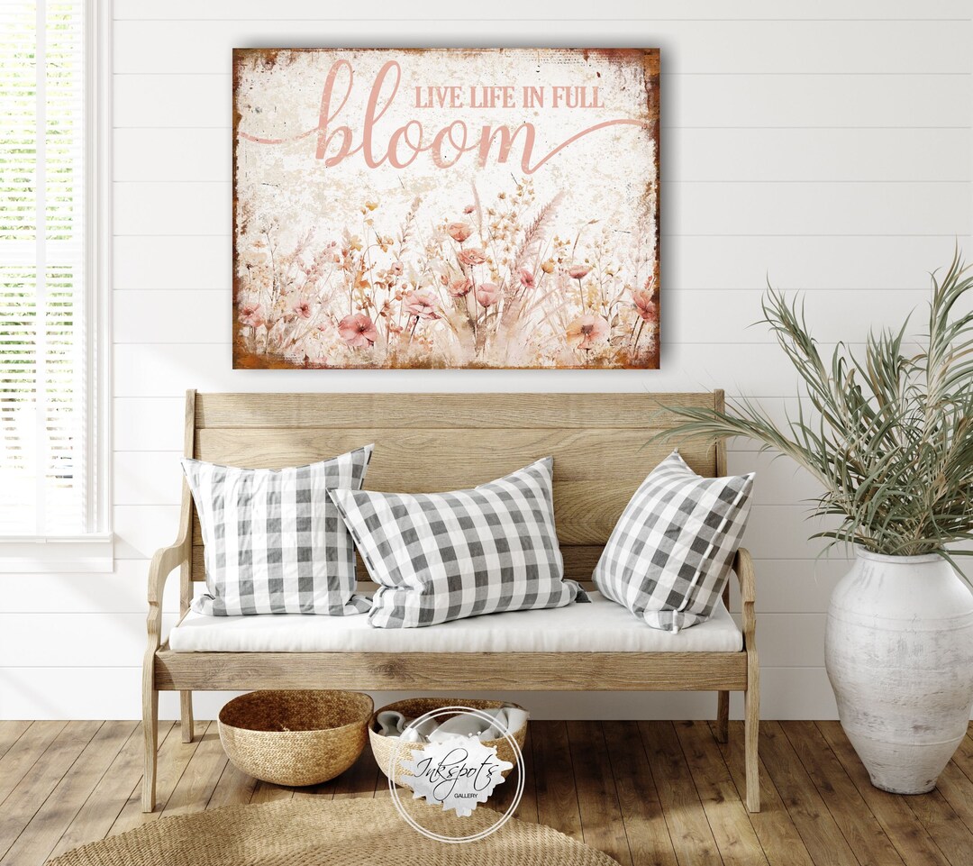 Live Life in Full Bloom Sign Spring Sign for Front Porch, Summer Porch ...