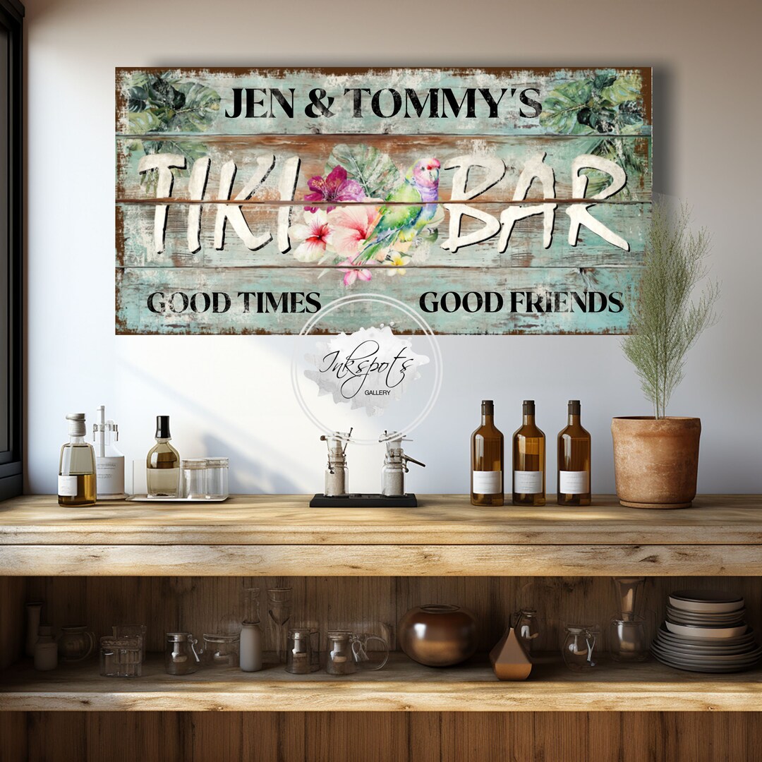 Personalized Tiki Bar Sign, Custom Tiki Bar Decor, Pool and Patio Large ...