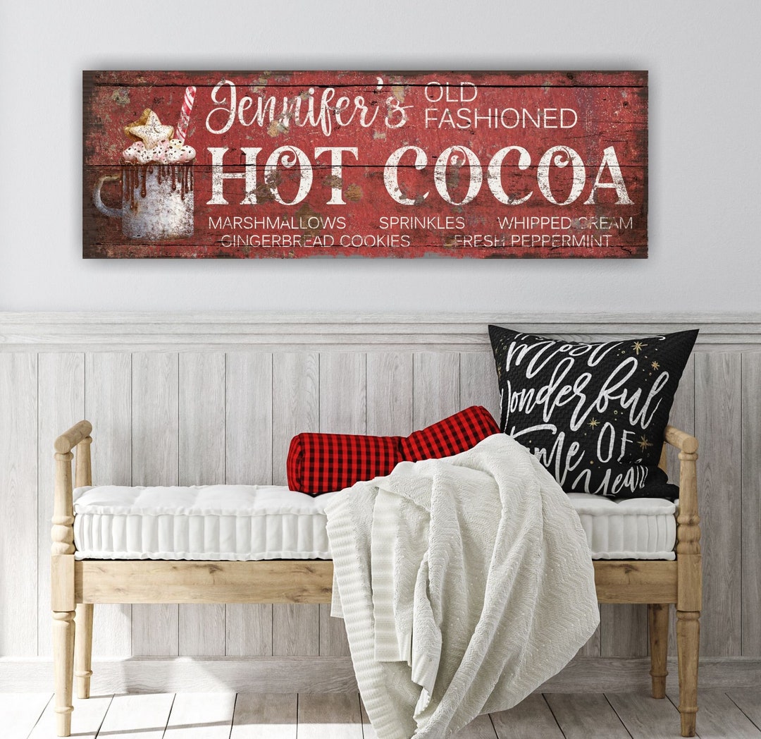 Hot Cocoa Bar Signs Personalized Christmas Sign Vintage Inspired Winter ...