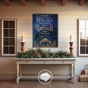 Luke 2 Nativity Christmas Sign Manger Star of Bethlehem Wall Canvas ...