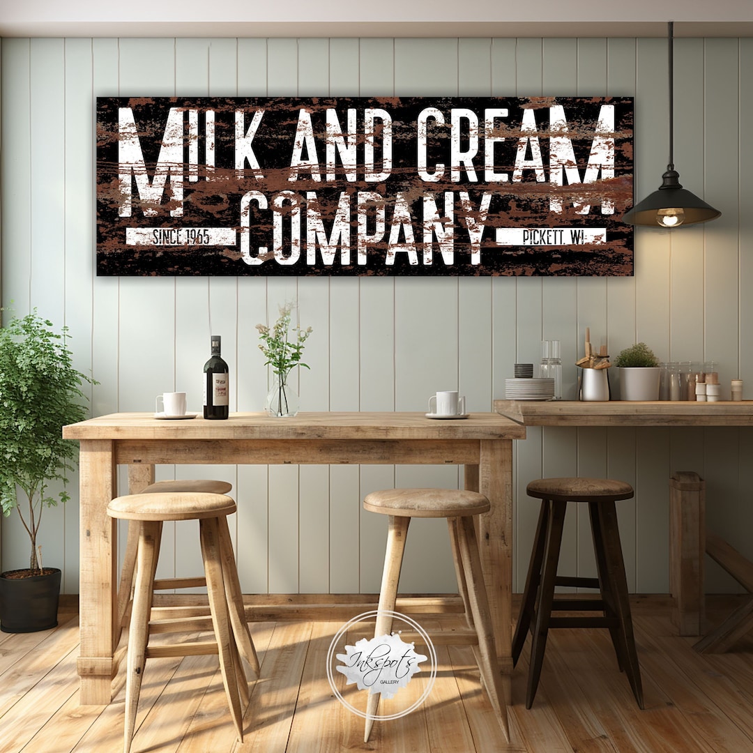 Rustic Farm Sign, Milk & Cream Co. Modern Farmhouse Wall Decor ...
