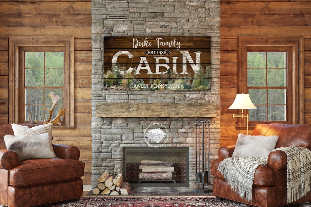 Custom Cabin Sign Rustic Hunting Cabin Wall Decor for Log Cabin Lodge ...