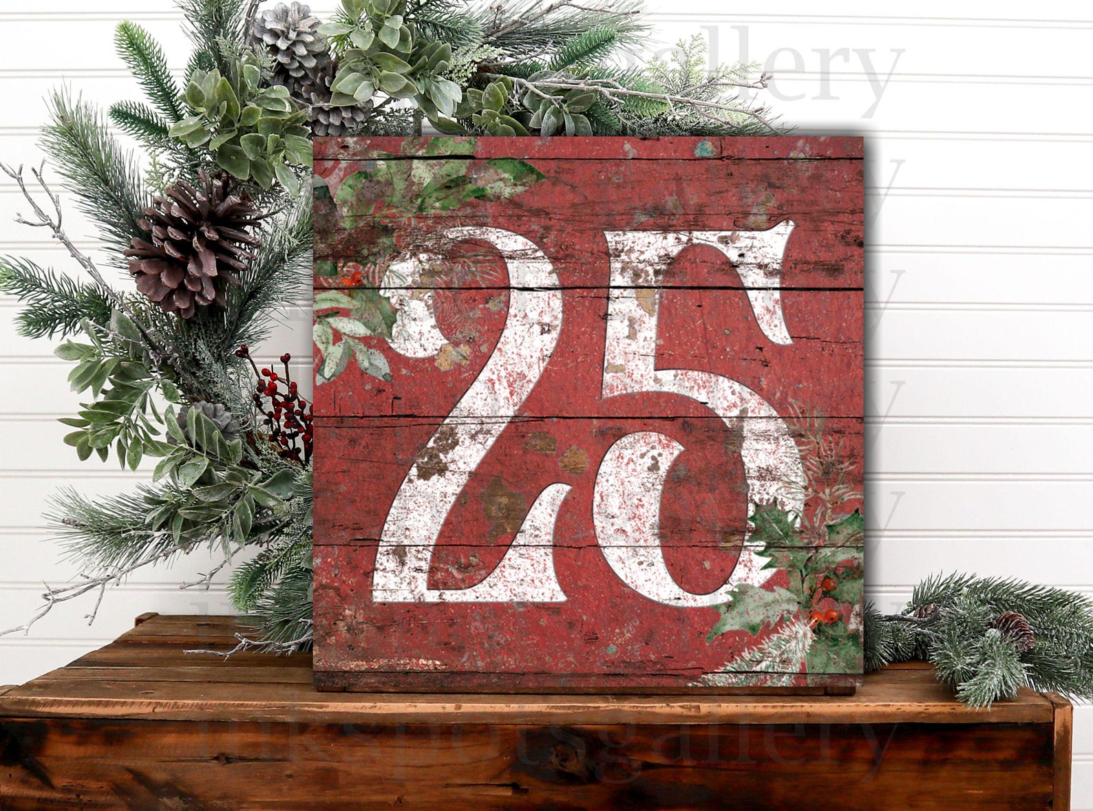 December 25 Christmas Sign Rustic Holiday Decor Modern Farmhouse ...