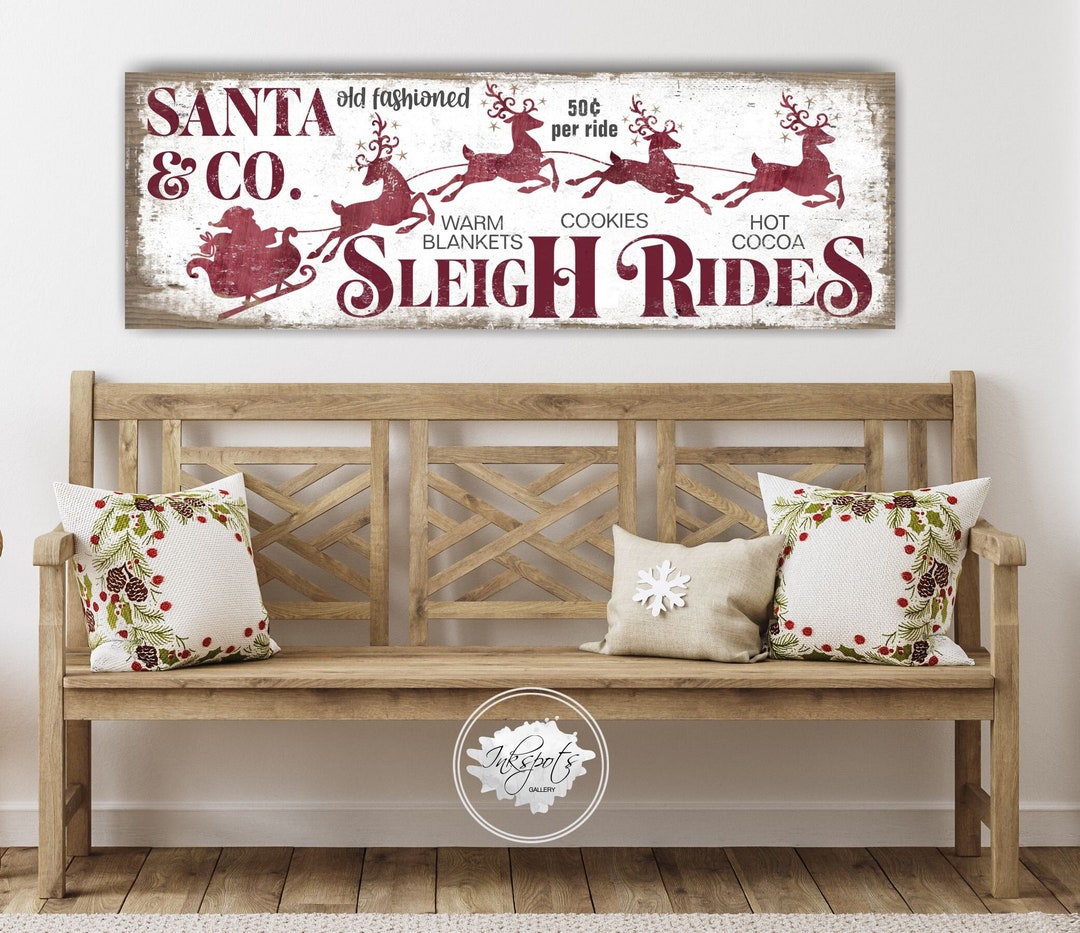 Sleigh Ride Sign Personalized Modern Farmhouse Christmas Sign Reindeer ...