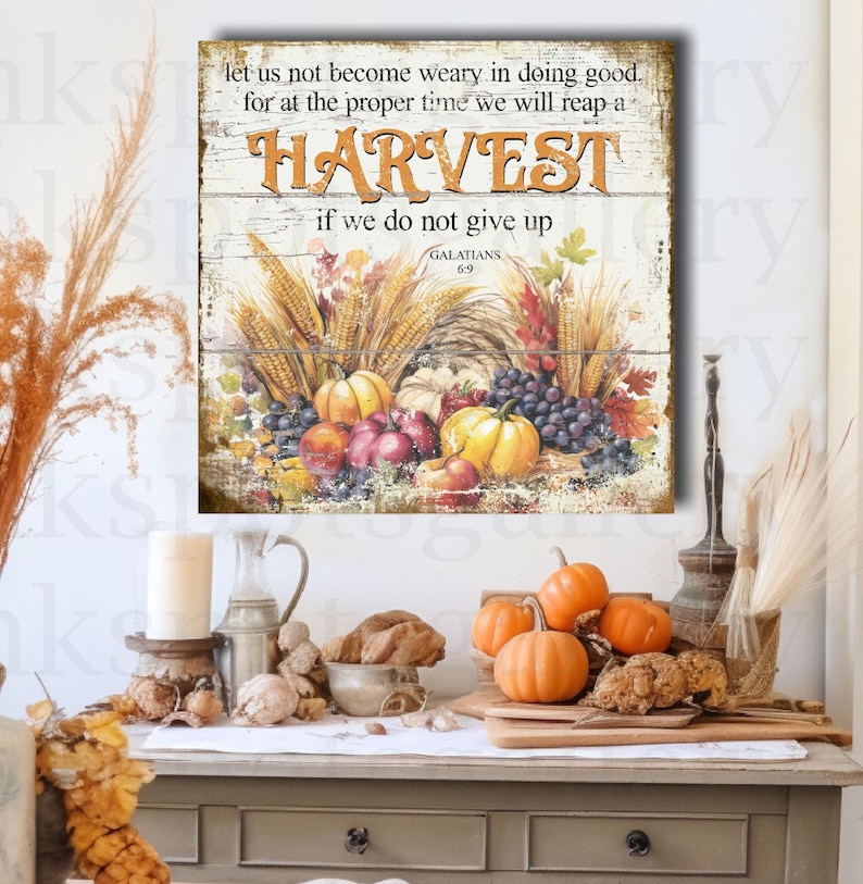 Modern Farmhouse Fall Sign Scripture Sign Harvest Basket Pumpkin Wall ...