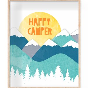 Happy Camper Print Camper Decor Mountain Nursery Decor Baby | Etsy