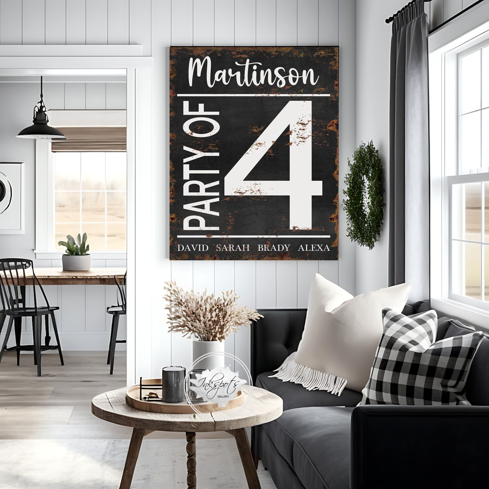 Party of 3 Sign, Party of 4 Sign, Custom Family Name Wall Decor, Modern ...