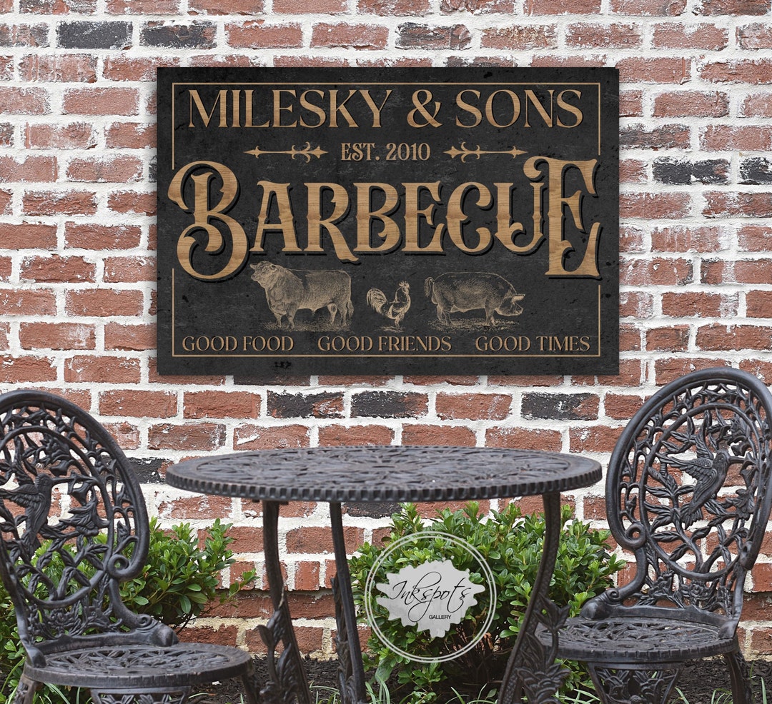 Custom Patio Sign, Personalized Backyard BBQ Sign Family Name Print ...