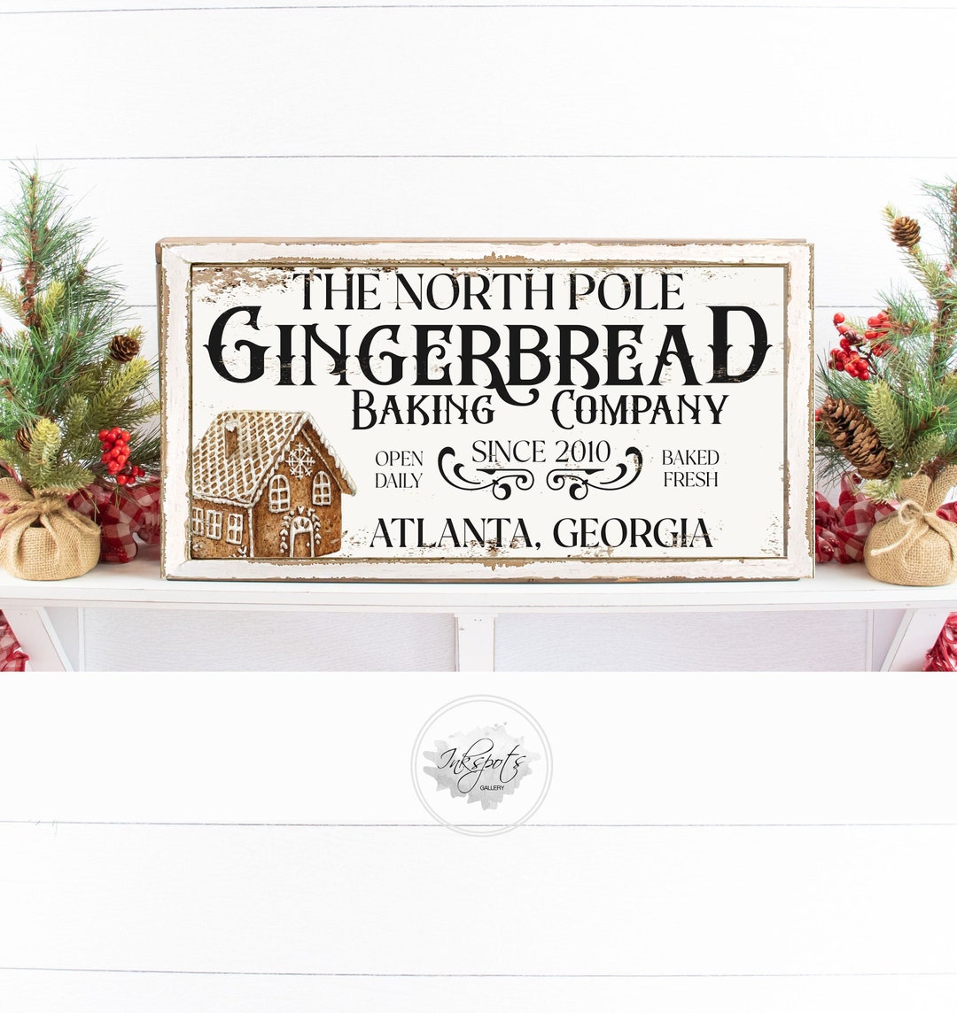 Last Name Gingerbread Sign Farmhouse Christmas Gingerbread House Sign ...