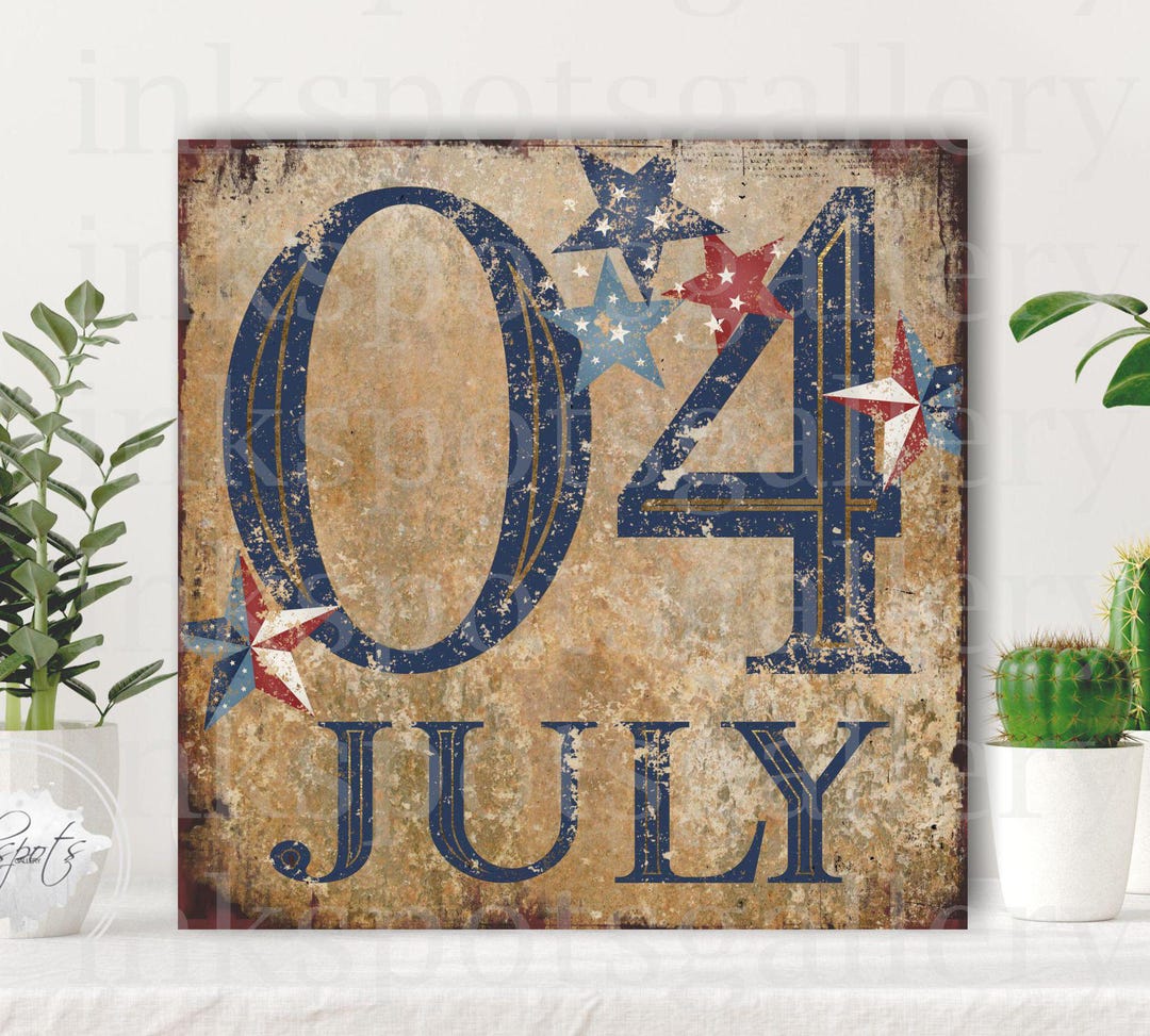 4th of July Sign: Patriotic Canvas Holiday Mantle Decor SU07 - Etsy