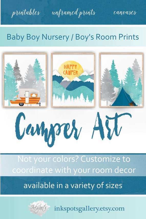 Happy Camper Print Camper Decor Mountain Nursery Decor Baby | Etsy