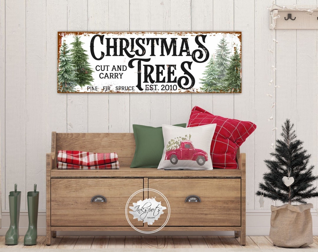 Farm Fresh Christmas Tree Sign Farmhouse Christmas Large Custom Canvas ...
