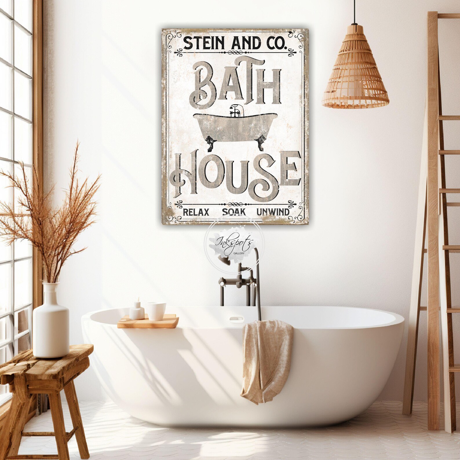Bath House Sign: Modern Farmhouse Bathroom Decor Personalized With Name ...