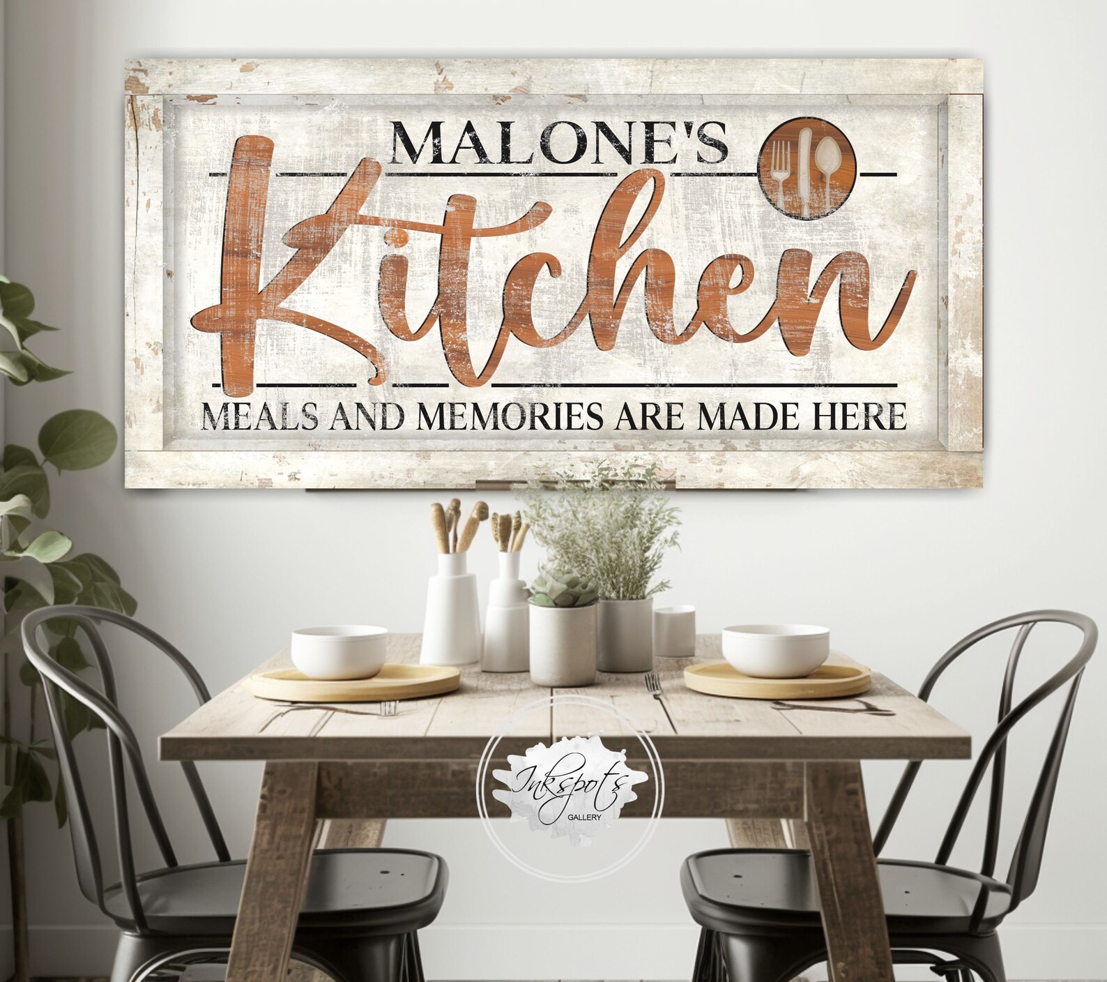 Meals and Memories Farmhouse Kitchen Sign, Rustic Kitchen Wall Decor ...
