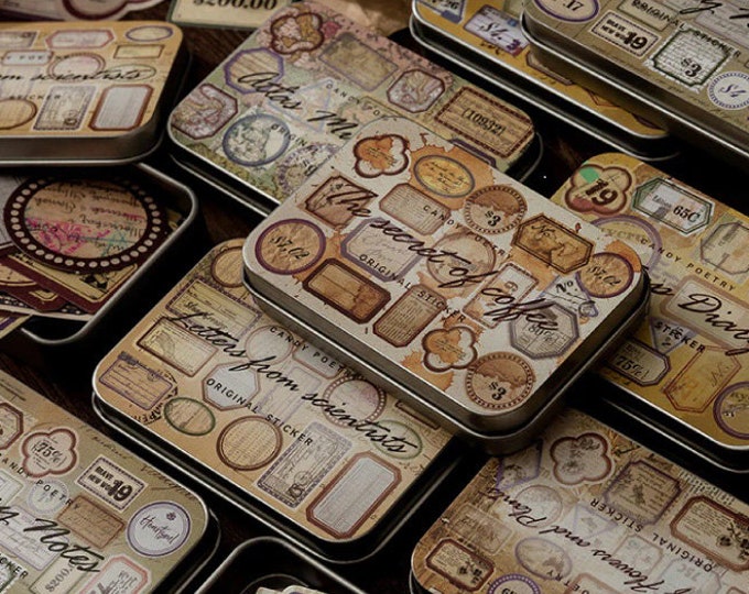 Stickers Tin Box Ephemera 40 Pcs - Etsy