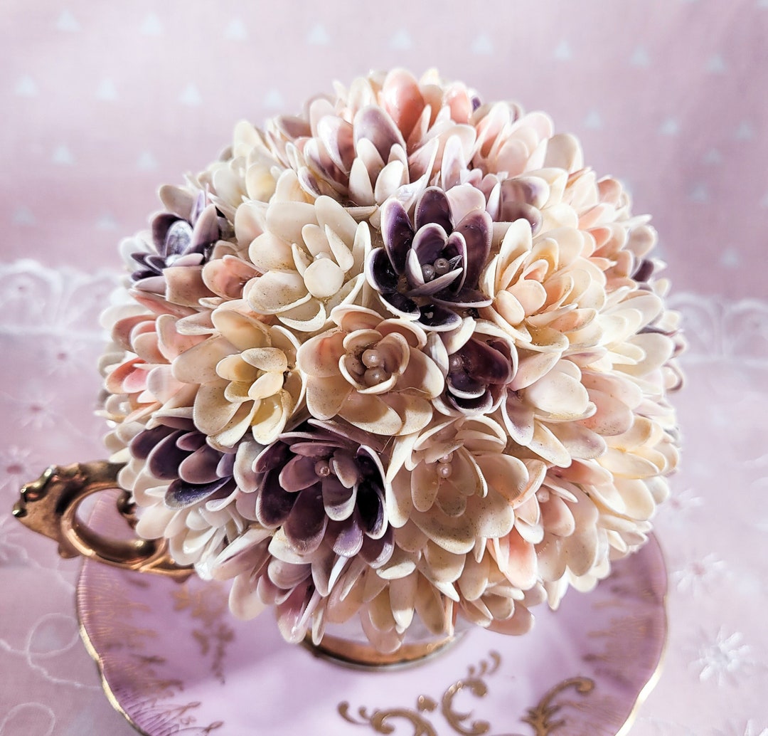 Teacup Seashell Roses Altered Art - Etsy
