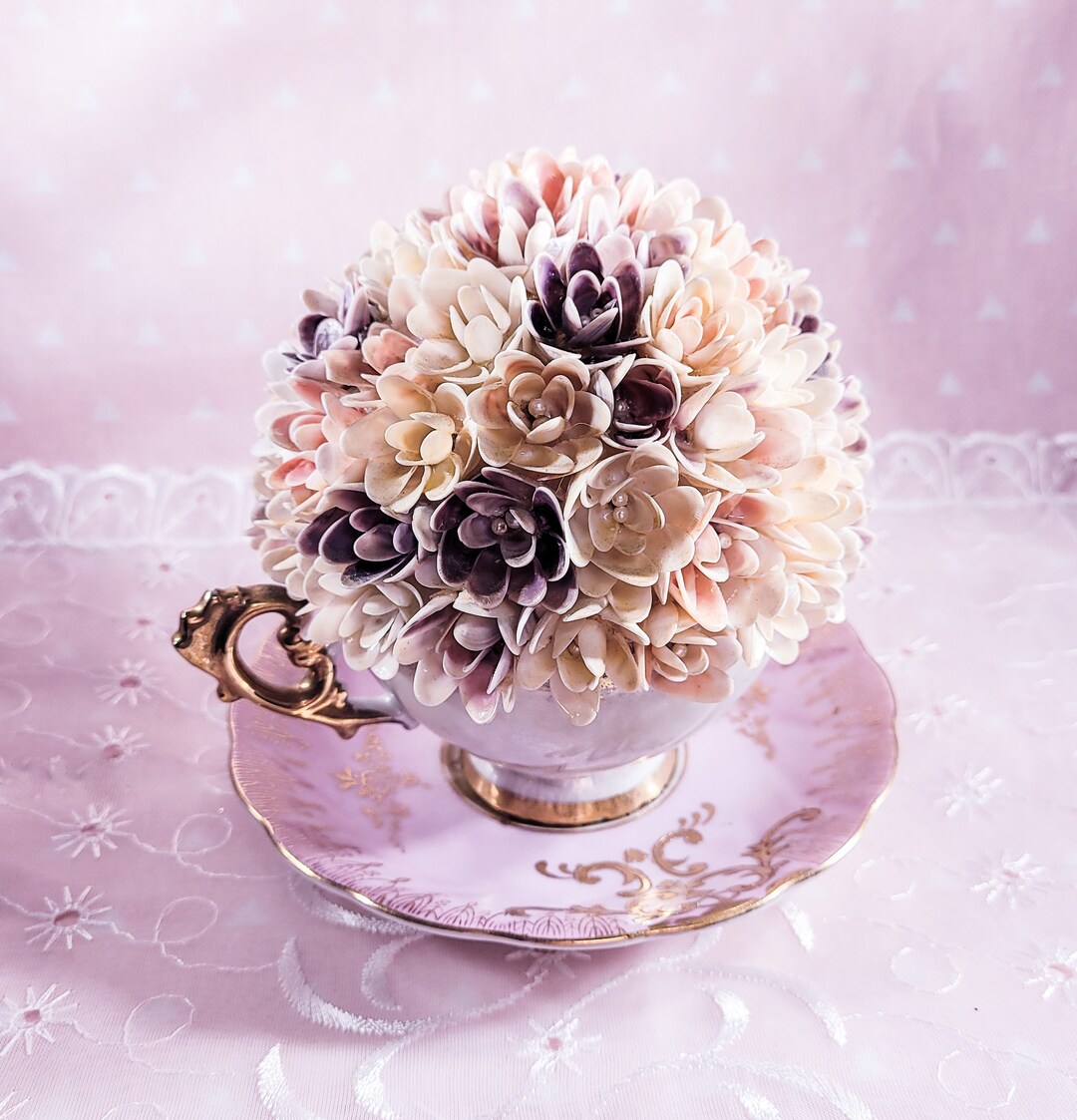 Teacup Seashell Roses Altered Art - Etsy