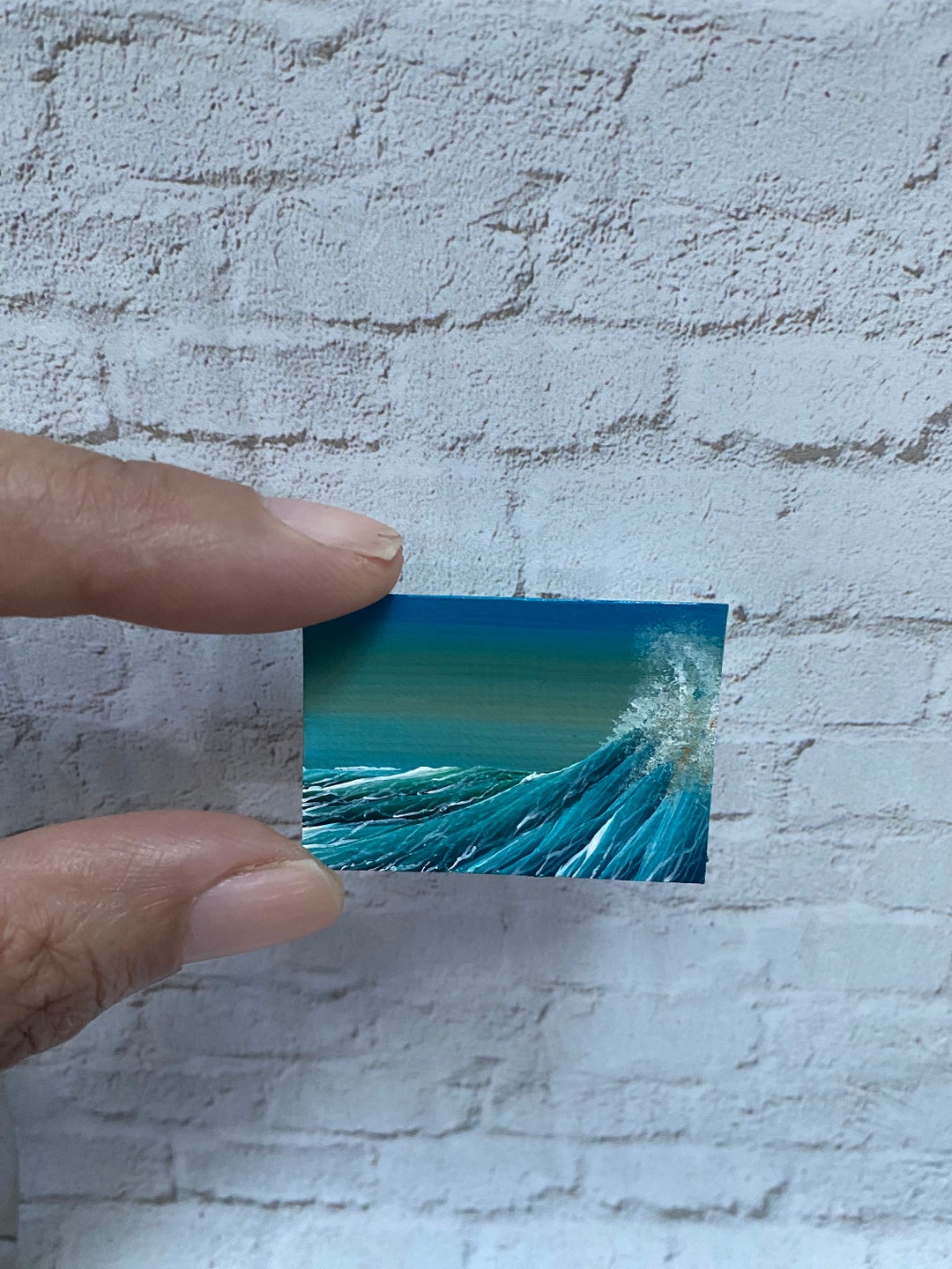 1 X 1.5 INCH Dollhouse Miniature Seascape Ocean Waves Mini Art Picture ...