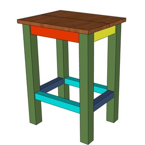 DIY Rustic Farmhouse Kitchen Stool Plans: Beginner Woodworking Project ...