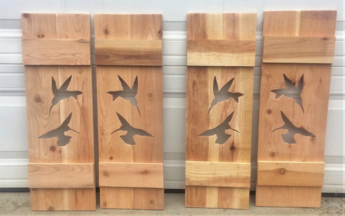 4 Hummingbirds Wood Shutters - Etsy
