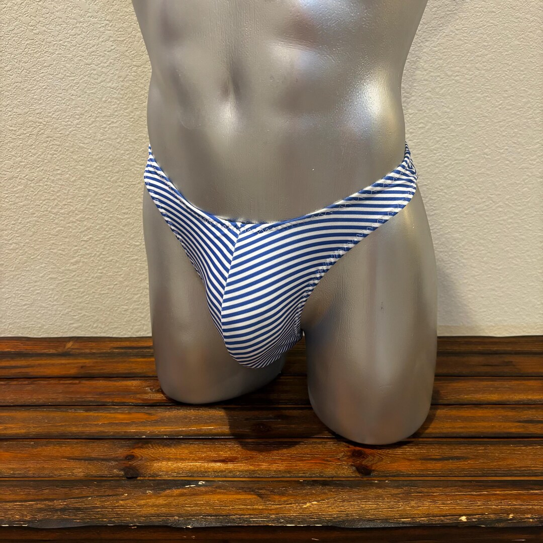 BLUE THIN STRIPE - Mens Blue White Stripe Thong Swim & Underwear Collection - Etsy