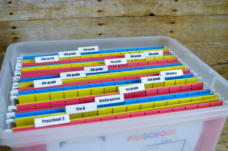 Kids School Memorabilia Organizer - School File Keepsake Organizing Bin ...