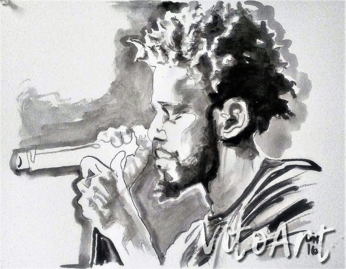 J Cole Hip Hop Art Print Portrait Rap Urban Art Ink Watercolor | Etsy