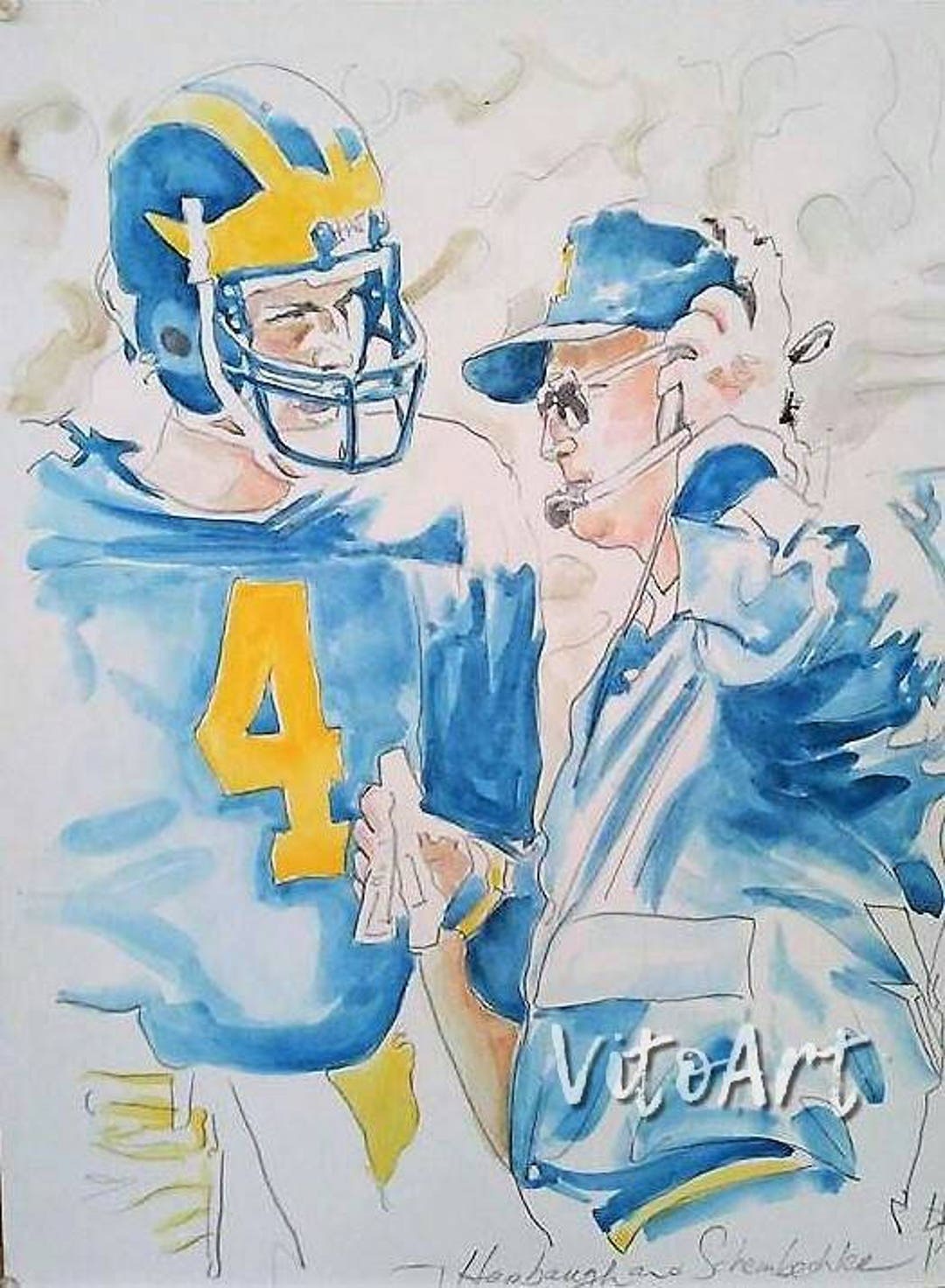 Jim Harbaugh Bo Schembechler Sports Art Print Michigan Wolverines U of ...