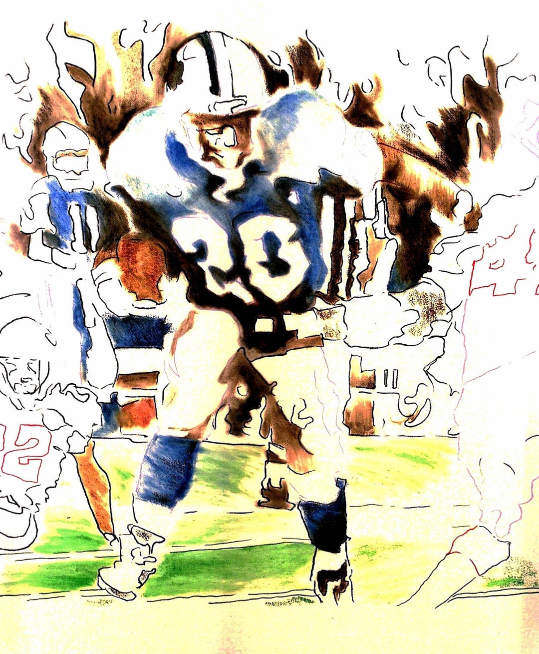 Barry Sanders Art Print: Detroit Lions NFL Watercolor Poster - Etsy