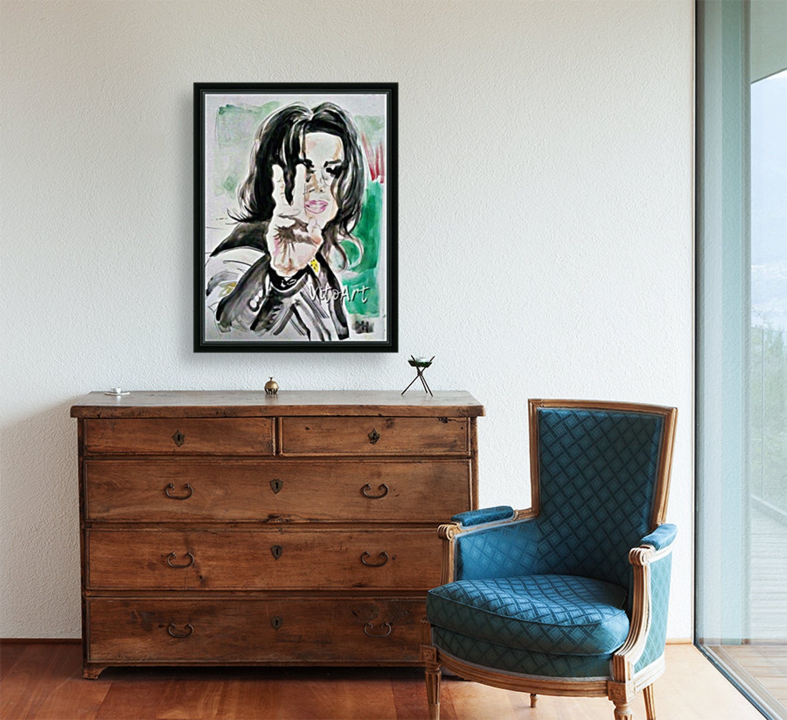 Michael Jackson Peace Sign Portrait Art Print Victory Sign | Etsy