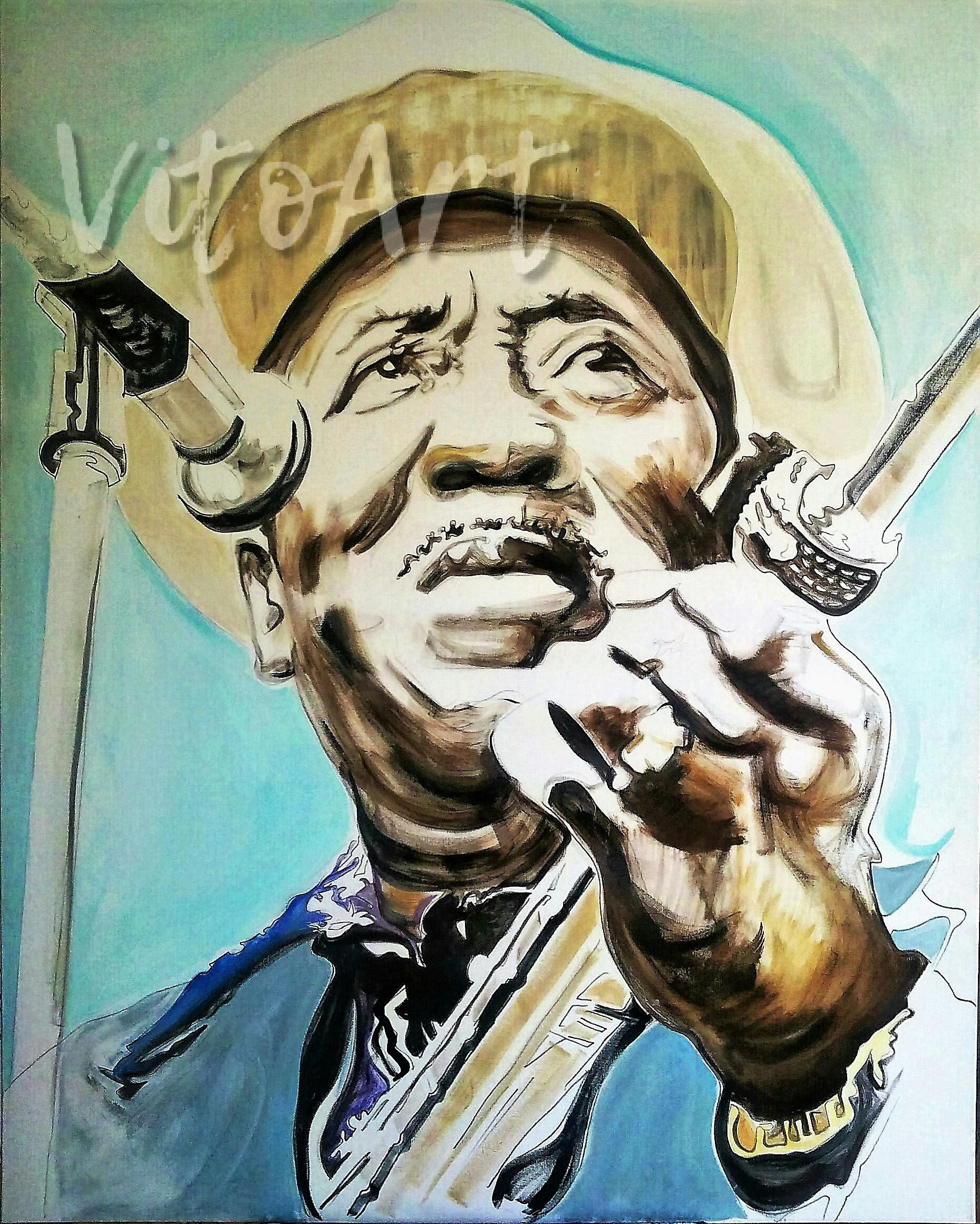 Muddy Waters Blues Art Print Guitar Memphis Chicago | Etsy