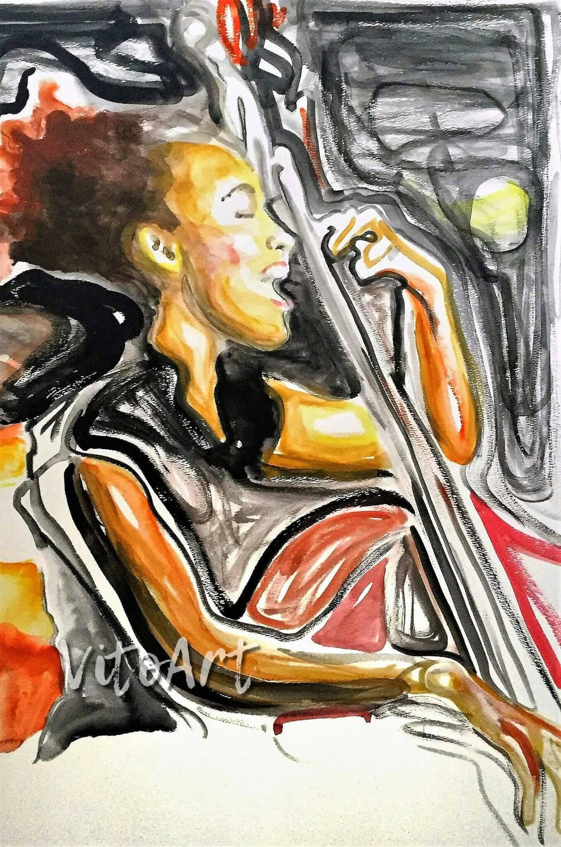 Esperanza Spalding Jazz Art Print Bass Singer Watercolor | Etsy