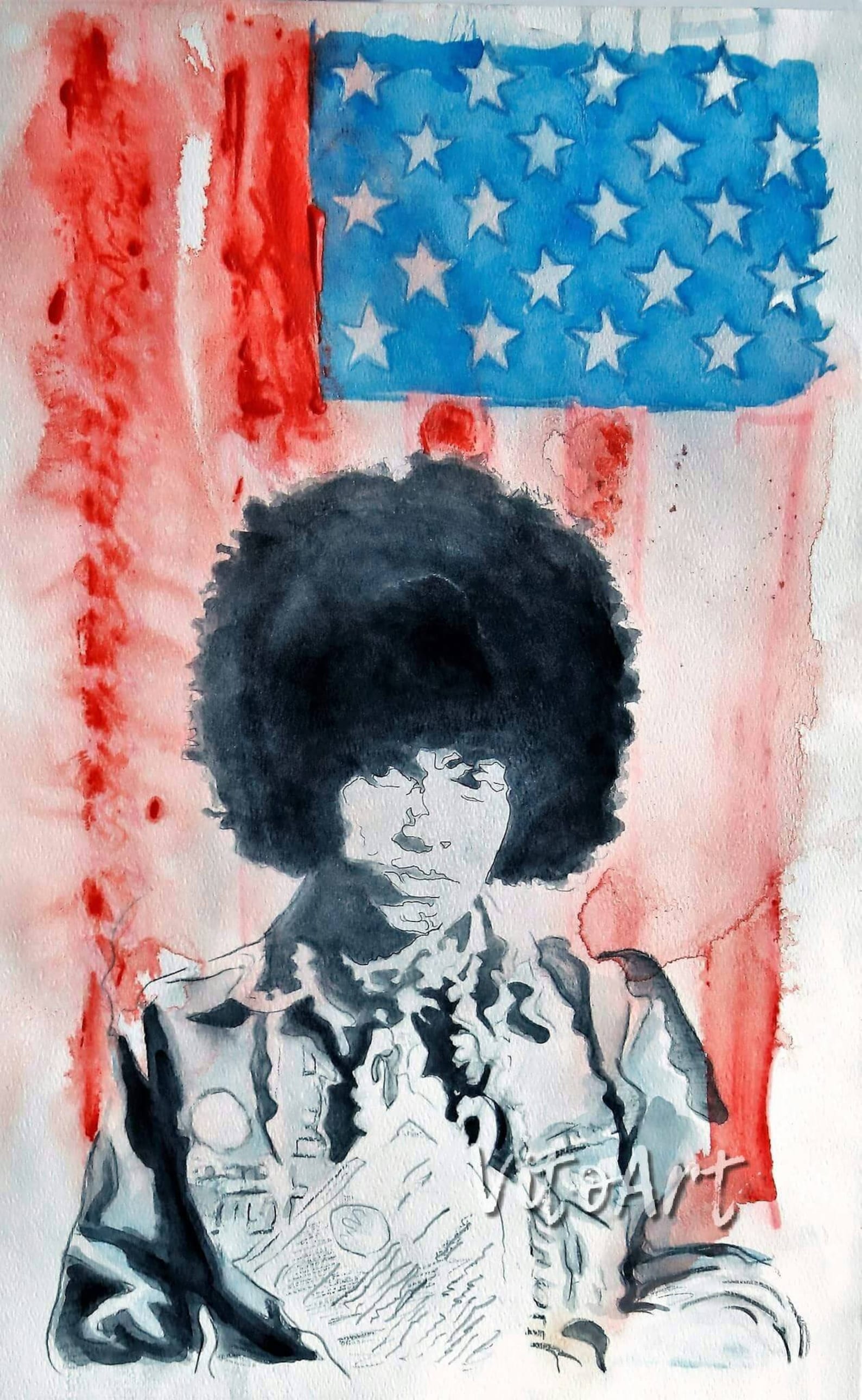 Angela Davis Portrait Print African American Activist American | Etsy ...