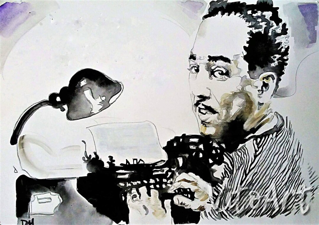 Langston Hughes Art Print African American Writer Poet Watercolor ...