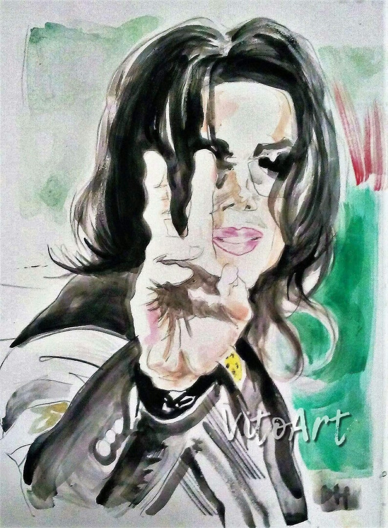 Michael Jackson Peace Sign Portrait Art Print Victory Sign - Etsy.de